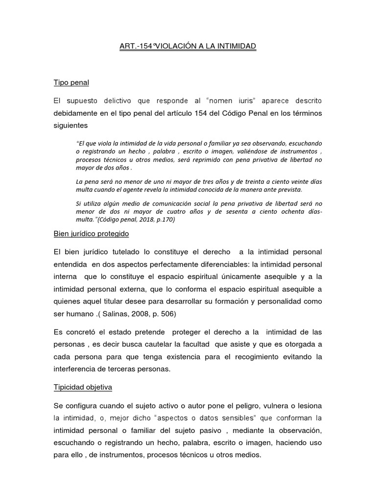 Violación A La Intimidad | PDF | Violación | Derecho penal