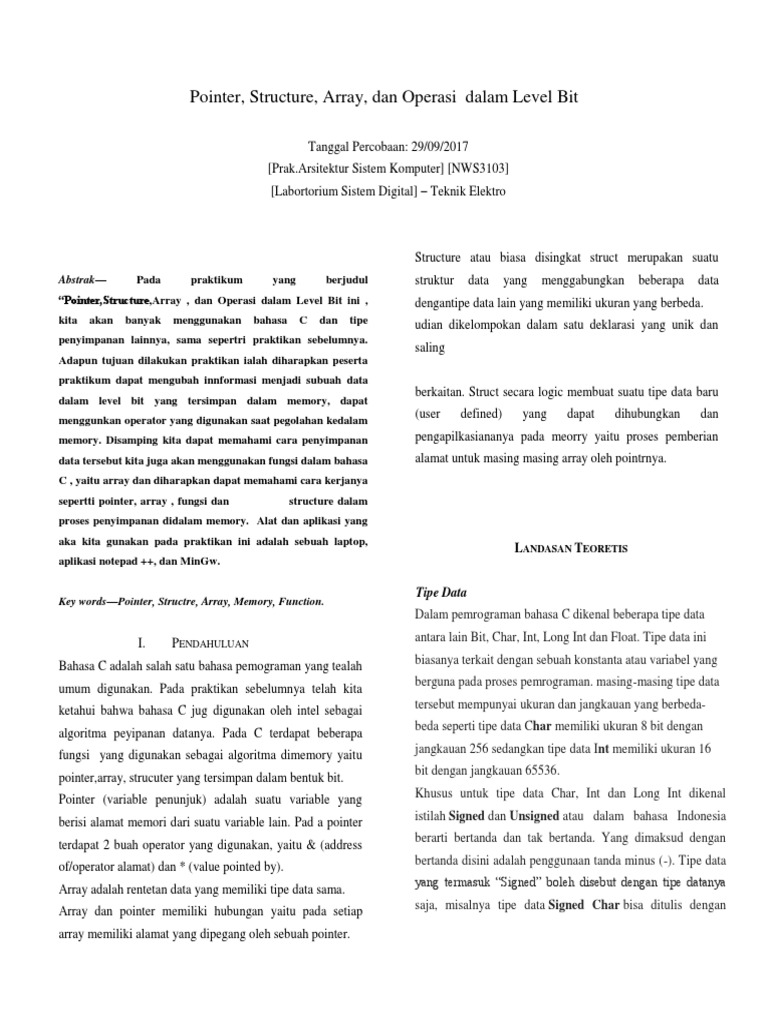 Pointer, Structure, Array, Dan Operasi Dalam Level Bit | PDF