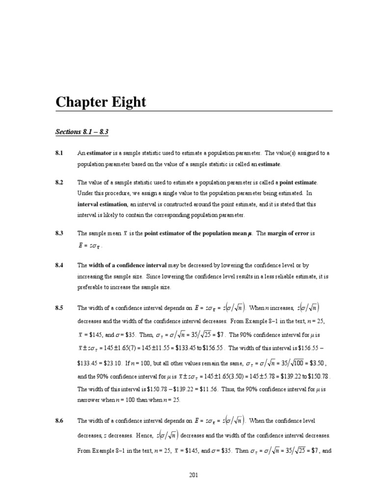 Chapter 8 PDF | PDF | Standard Deviation | Confidence Interval