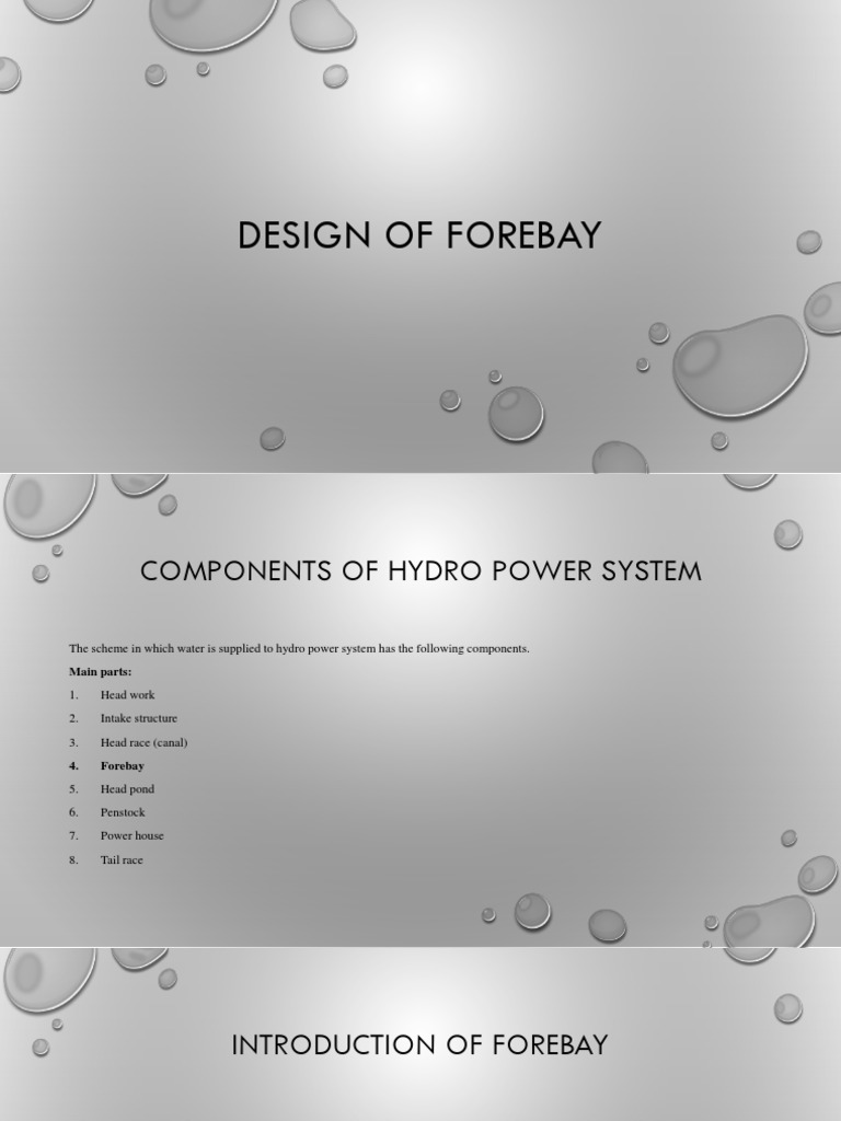 Design of Forebay | PDF | Reservoir | Dam
