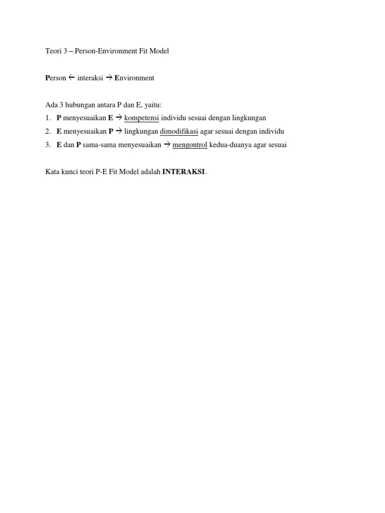 Teori 3 - PE Fit Model | PDF