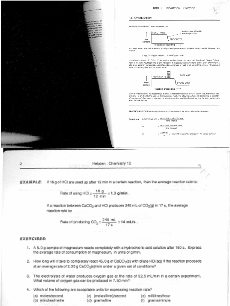 Unit 1 - Chemistry 12 Textbook PDF | PDF | Reaction Rate | Chemical ...