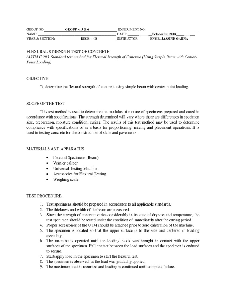 Flexural Strength Test of Conrete | PDF | Solid Mechanics | Applied And ...