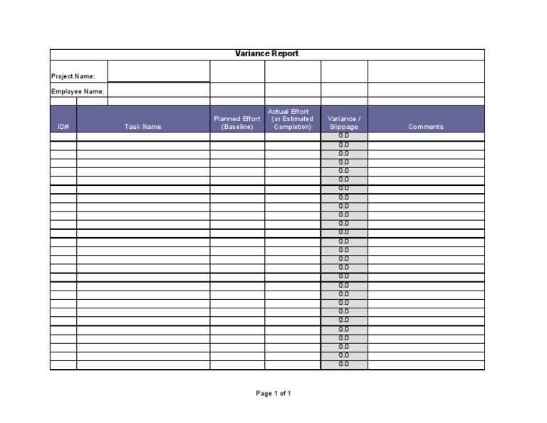 Project Variance Report Template | PDF