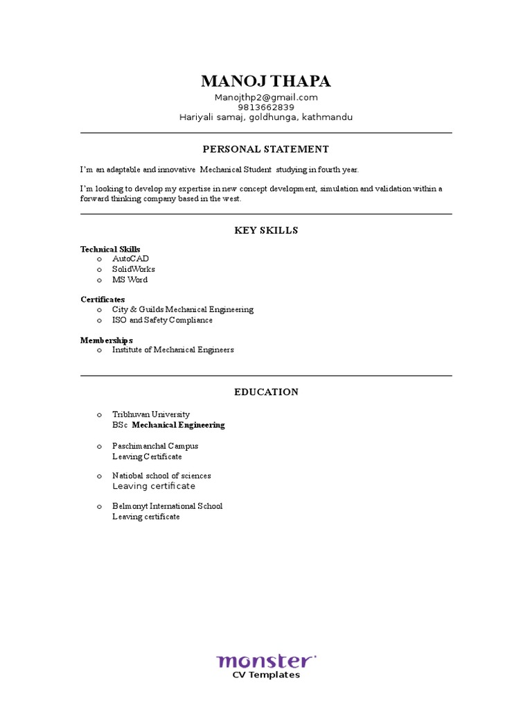 Manoj CV | PDF | Engineering | Mechanical Engineering