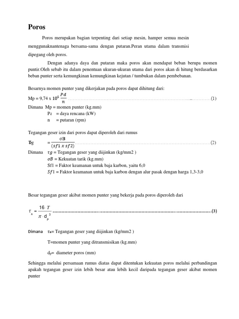 Rumus Poros Dan Roda Gigi | PDF