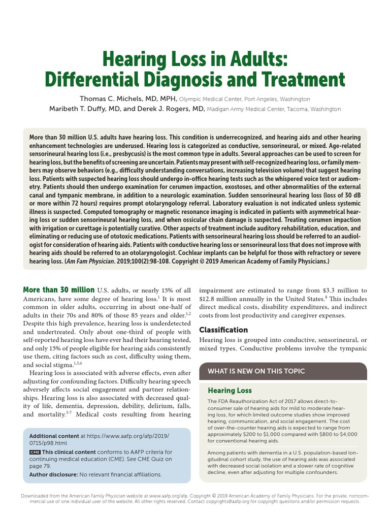 Hearing Loss Aafp | PDF | Hearing Loss | Hearing