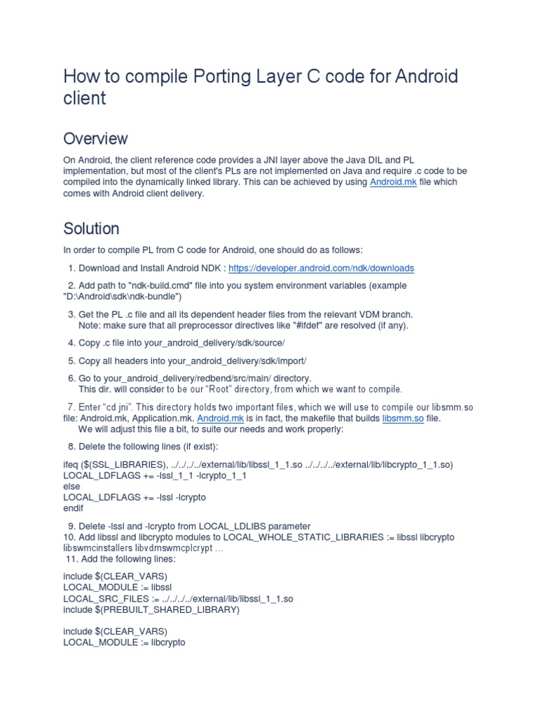 How To Compile Porting Layer C Code For Android Client | PDF | Library (Computing) | C ...