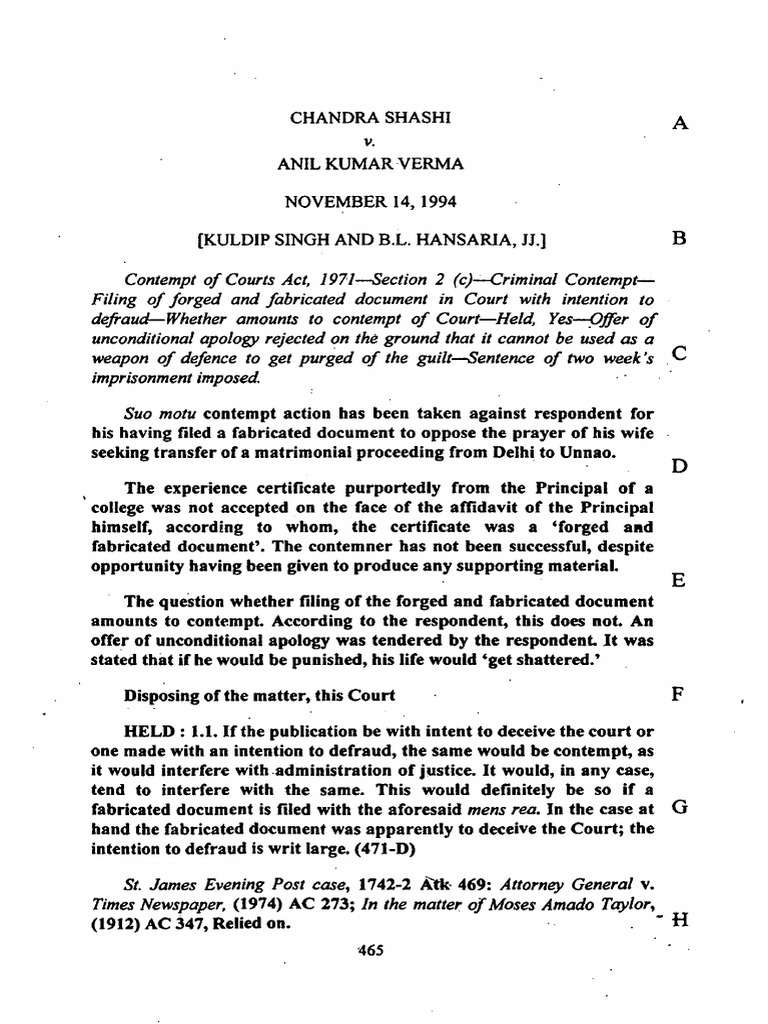 Chandra Shashi Vs Anil Kumar Verma On 14 November 1994 | PDF