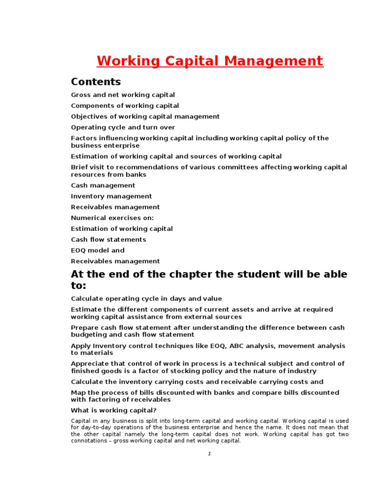 Working Capital | PDF | Working Capital | Inventory