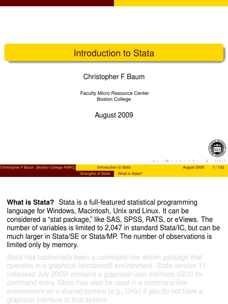 An Introduction to the Statistical Software Program Stata: Overview of ...