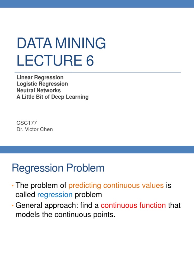 Datamining Lecture6 | PDF | Regression Analysis | Artificial Neural Network