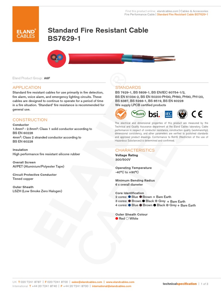 Standard Fire Performance Cable | Download Free PDF | Electrical ...