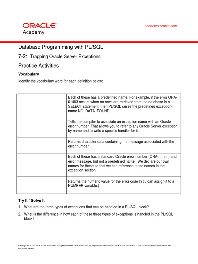 PLSQL 7 2 Practice | PDF | Pl/Sql | Computer Programming