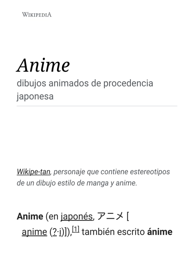 Anime - Wikipedia, La Enciclopedia Libre PDF | PDF | Anime | Animación