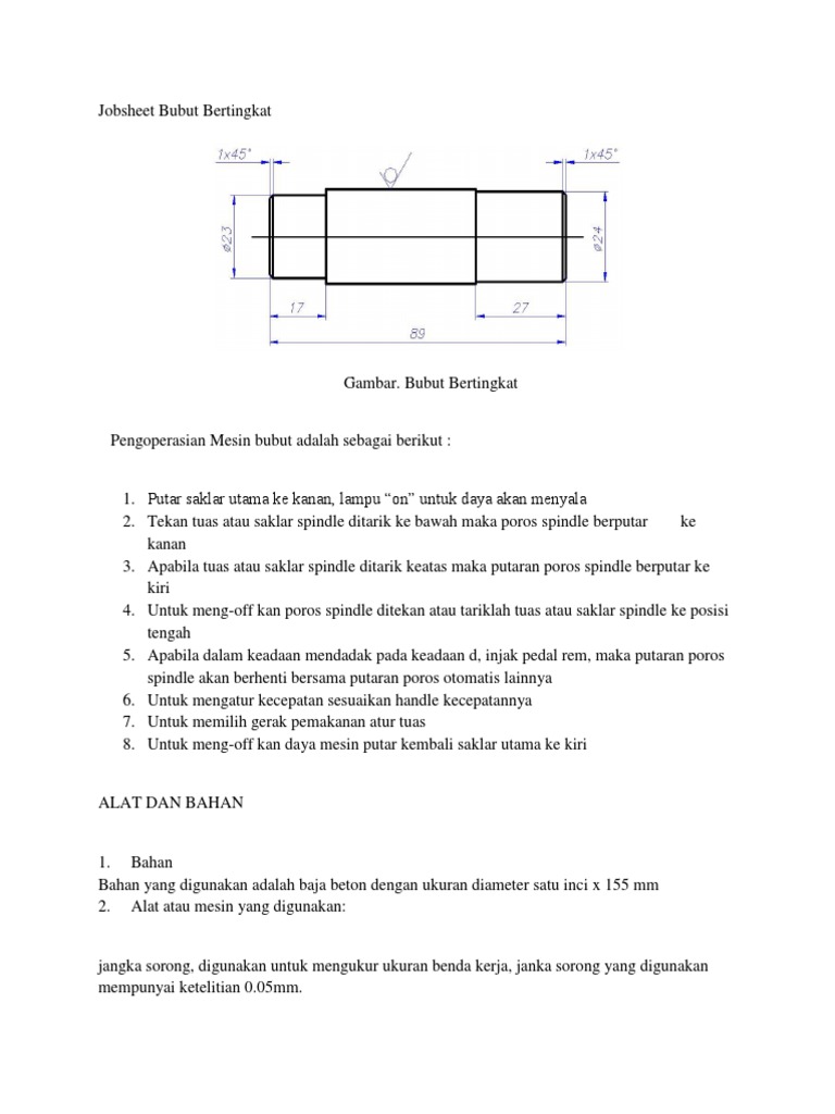 Jobsheet Bubut Bertingkat | PDF