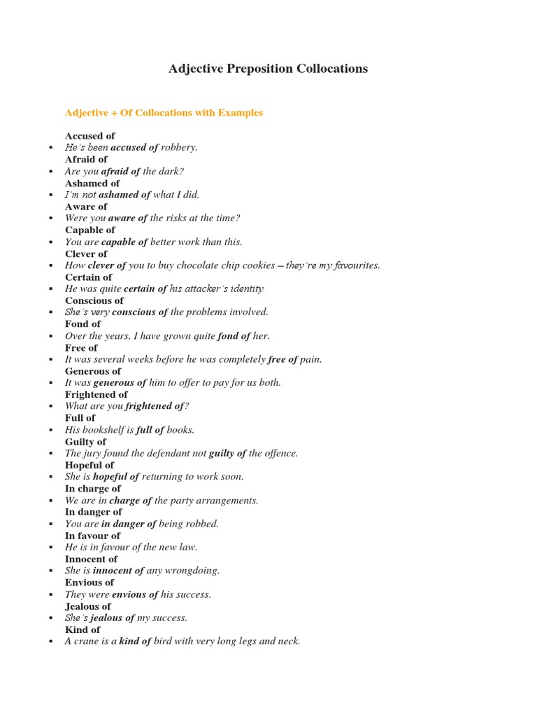 Adjective Preposition Collocations | PDF | Self-Improvement | Wellness