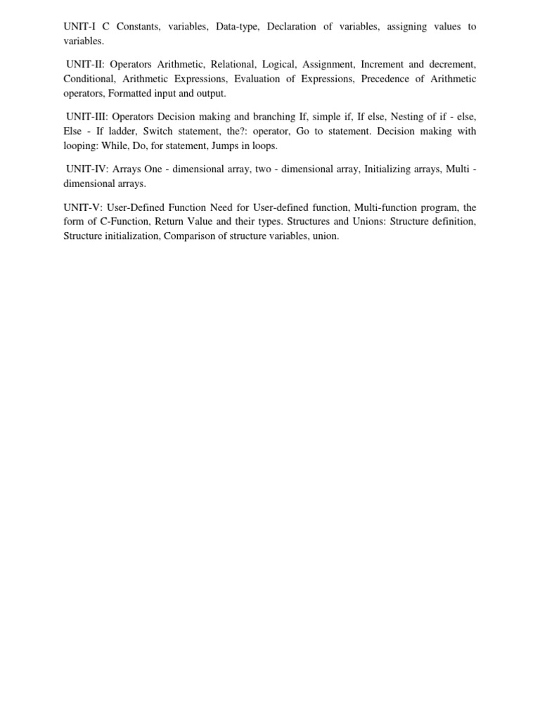 C Programming Pdf Data Type Control Flow 6346