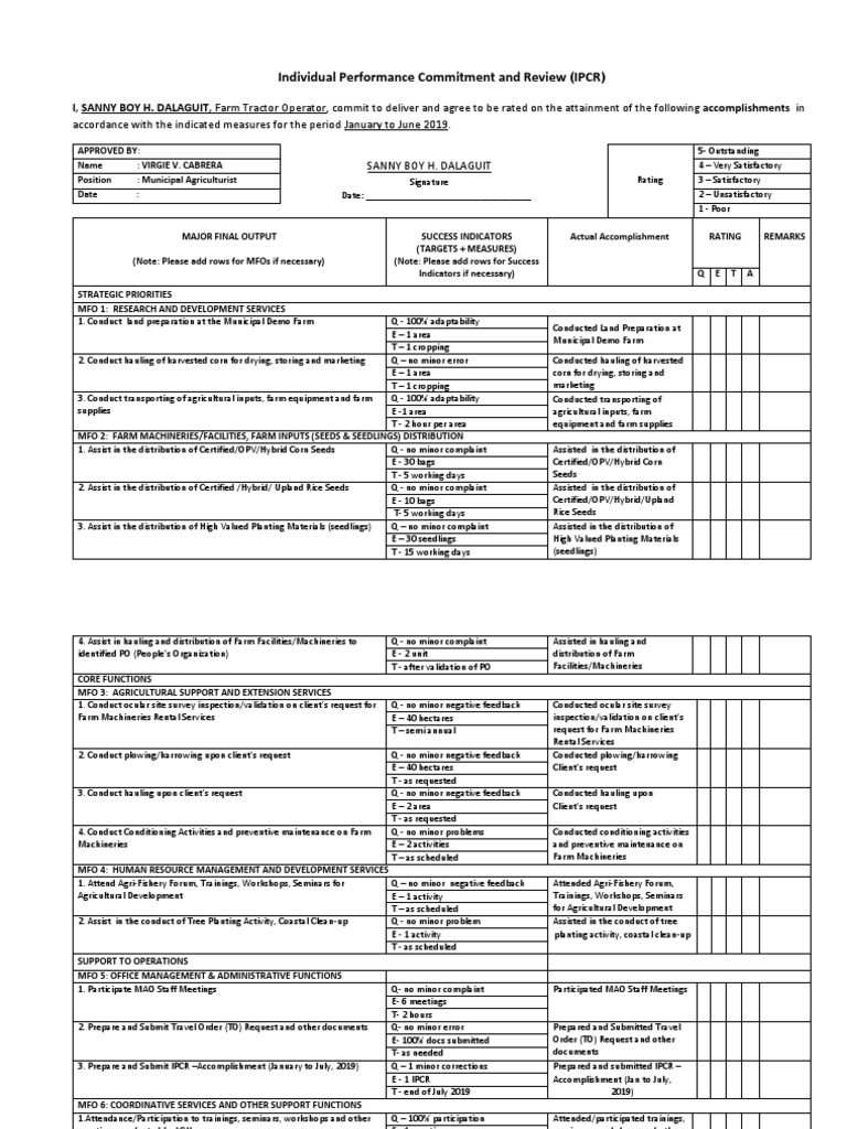 IPCR Accomplishment, Jan - June, 2019.enhance - Sannyboy | PDF ...