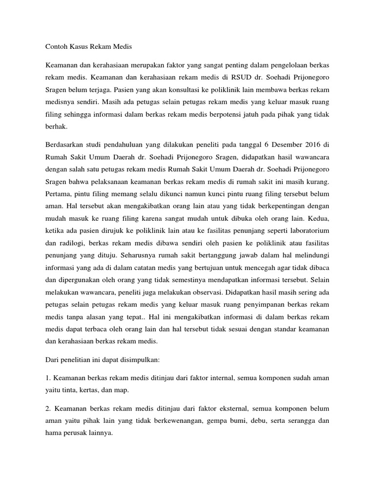 Contoh Kasus Rekam Medis | PDF