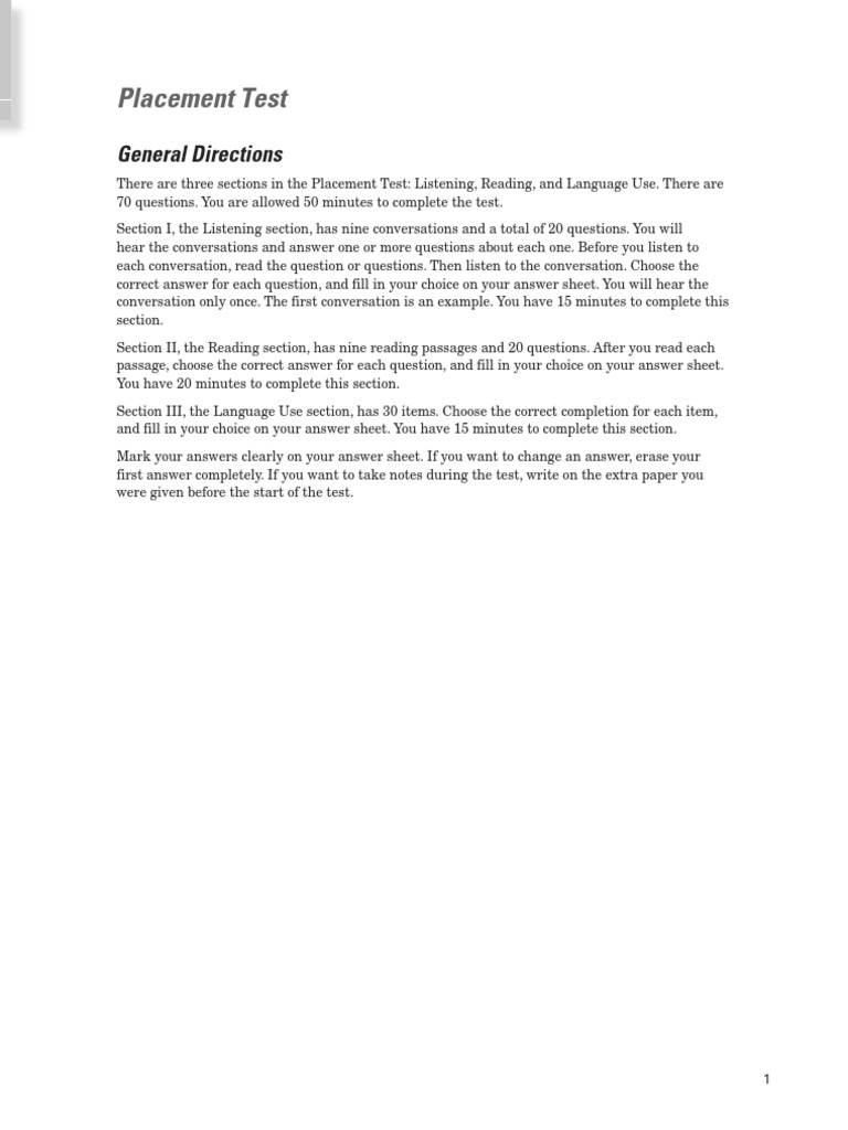 Placement Test Overview and Instructions | PDF | Headache | Migraine