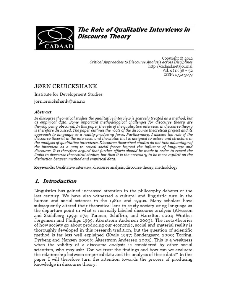 Discourse Analysis Interview PDF | PDF | Discourse | Scientific Method