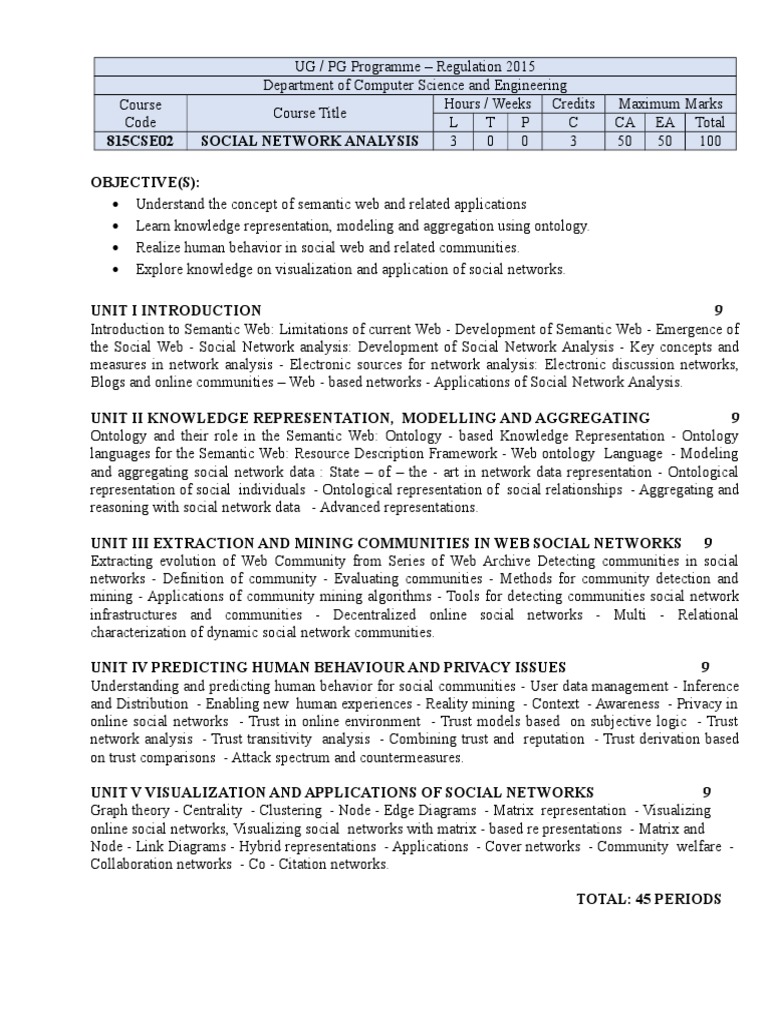 Social Network Analysis Course Overview | PDF | Knowledge ...