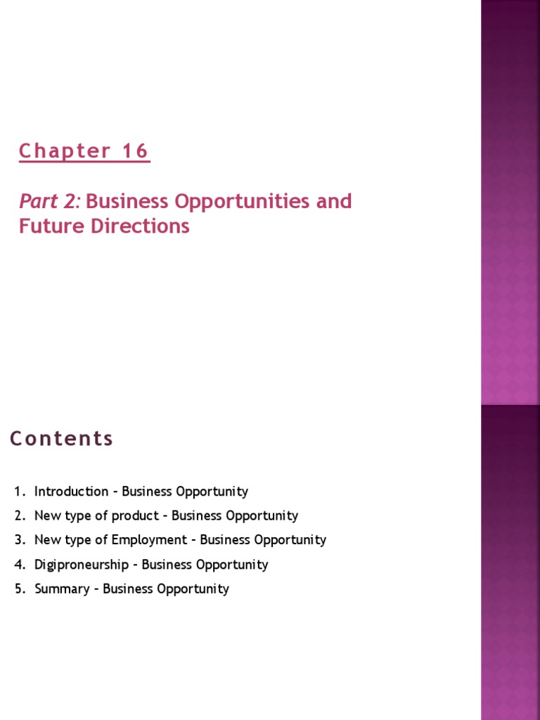 Lecture 16 Part 2 Business Opportunities and Future Directions | PDF ...