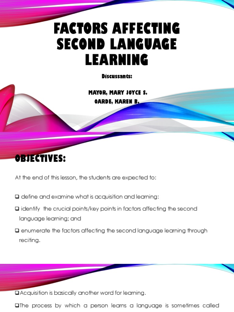 Factors Affecting Sla Learning | PDF | Second Language | Motivation