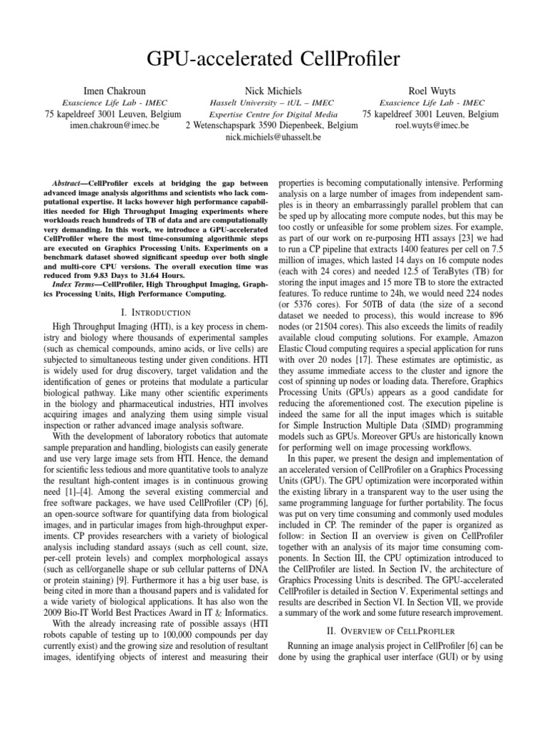 GPU-accelerated CellProfiler | PDF | Thread (Computing) | Graphics Processing Unit