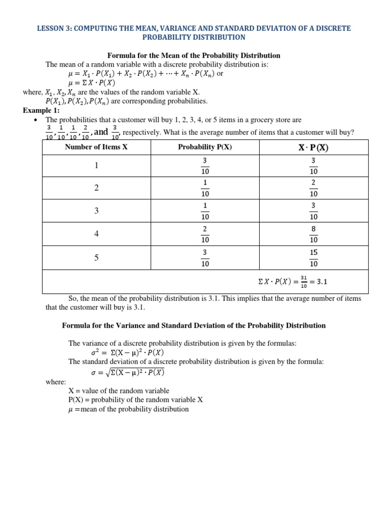 Lesson 3 | PDF | Standard Deviation | Variance