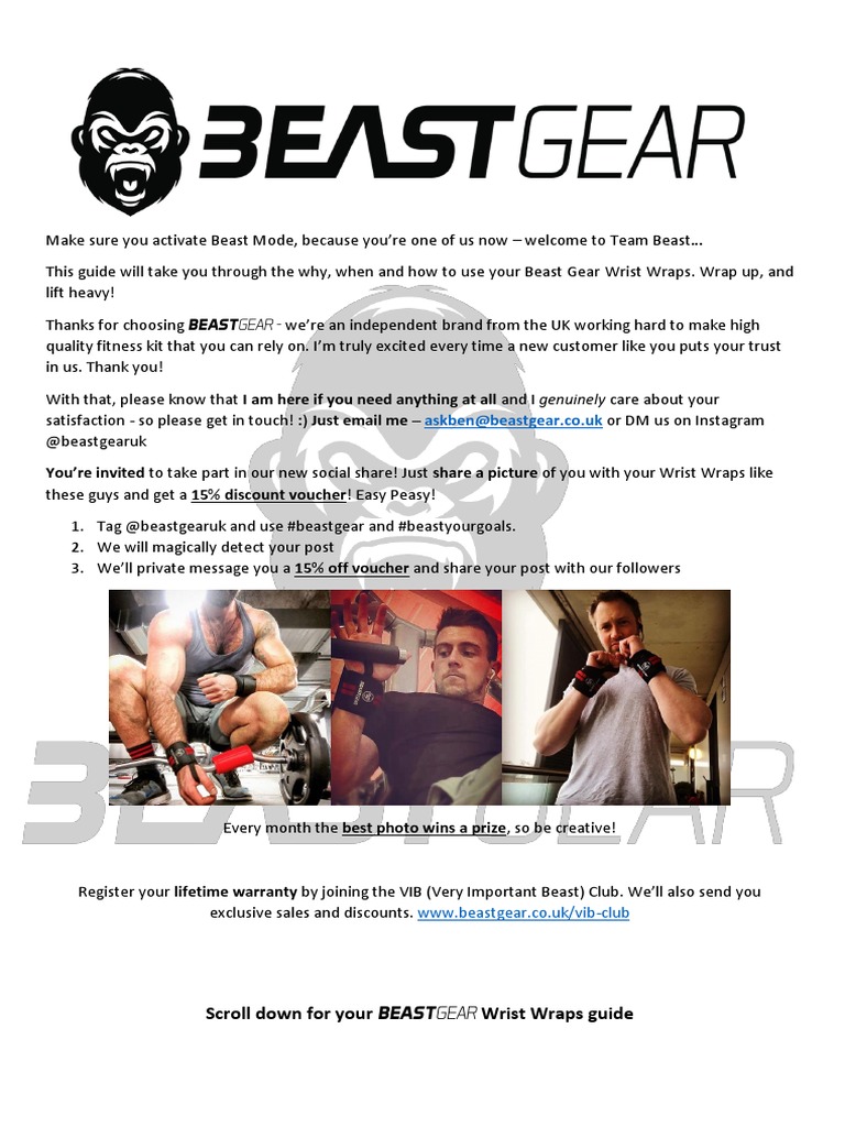 Beast Gear Wrist Wraps Guide PDF | PDF | Weight Training | Sports
