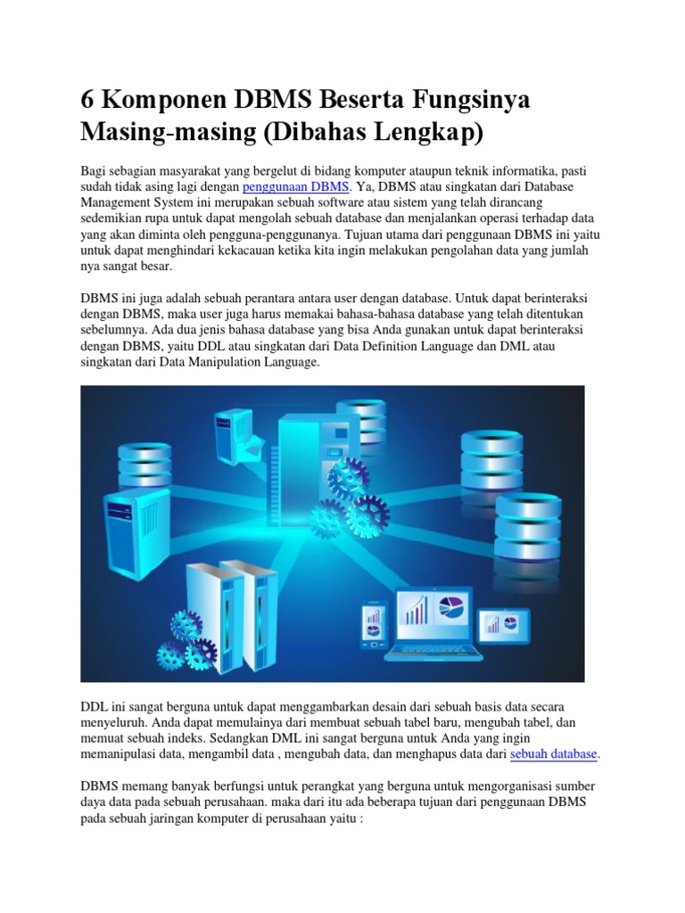 6 Komponen DBMS Beserta Fungsinya Masing | PDF
