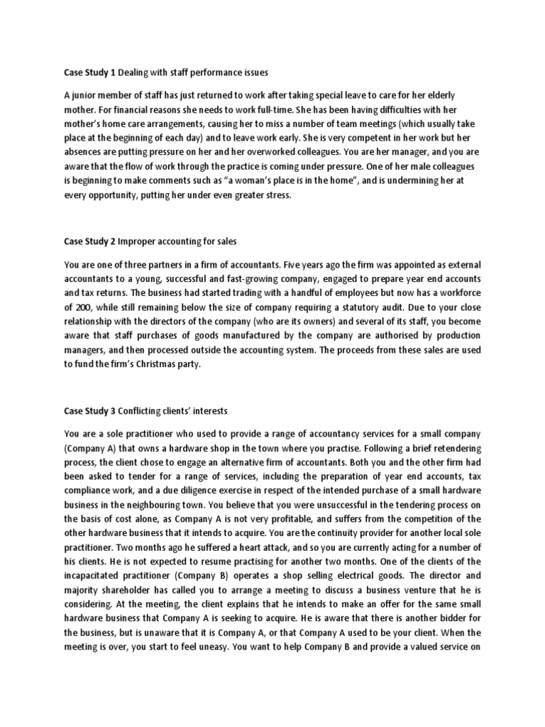 Case Study - Ethical Dilemma | PDF | Overdraft | Accounting Case Study - Ethical Dilemma | PDF | Overdraft | Accounting