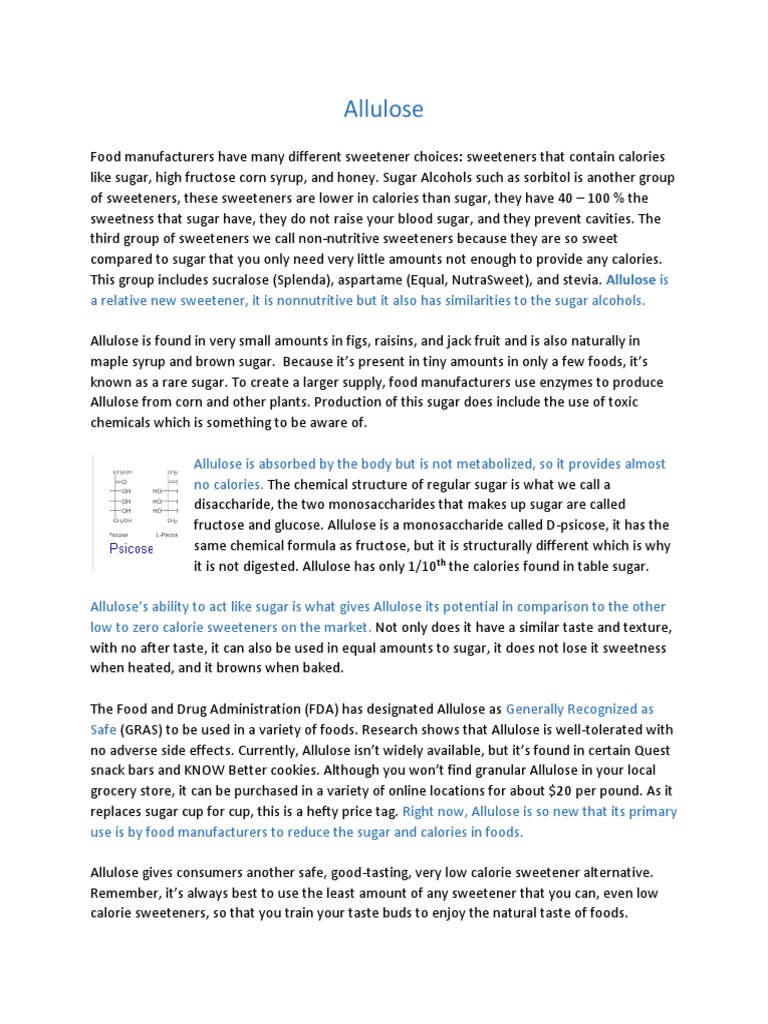 Allulose-Handout 15 | PDF | Sugar Substitute | Fructose