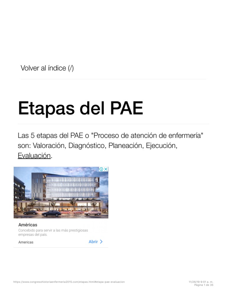 Etapas Del PAE (Proceso de Enfermería) | PDF | Enfermería | Diagnostico medico