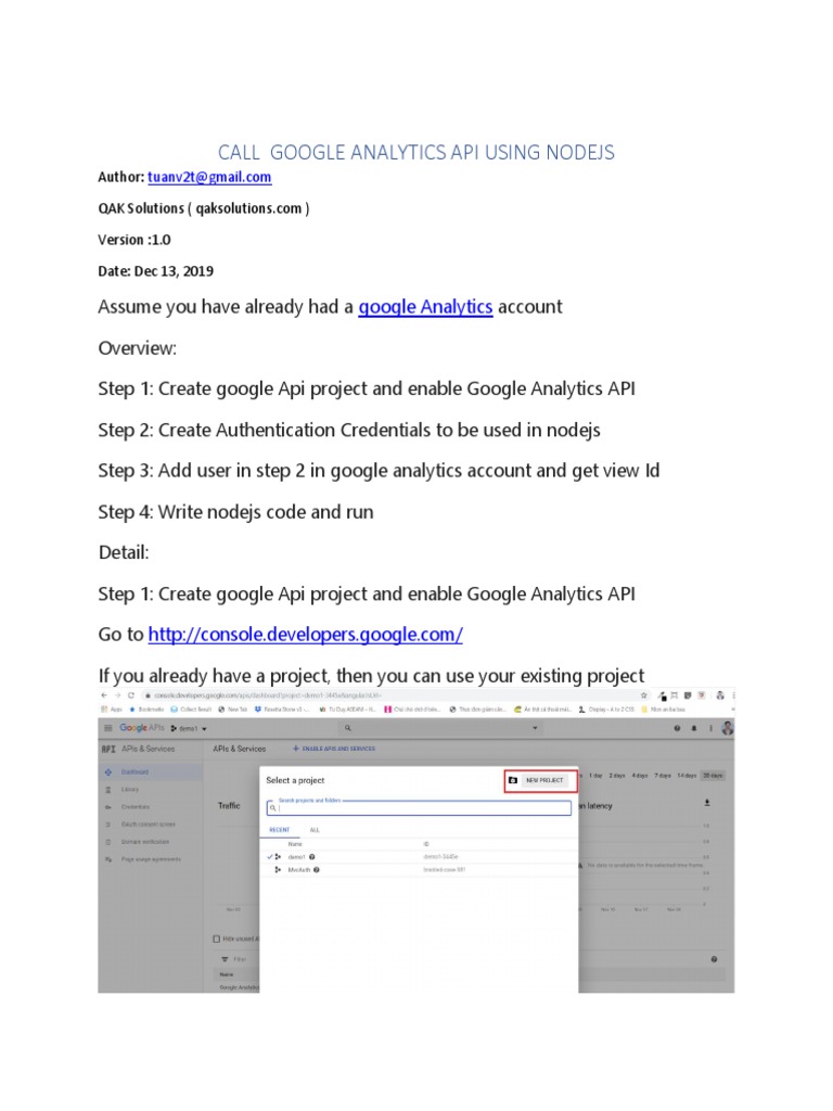 CALL GOOGLE ANALYTICS API USING NODEJS - v1.0 | Download Free PDF ...