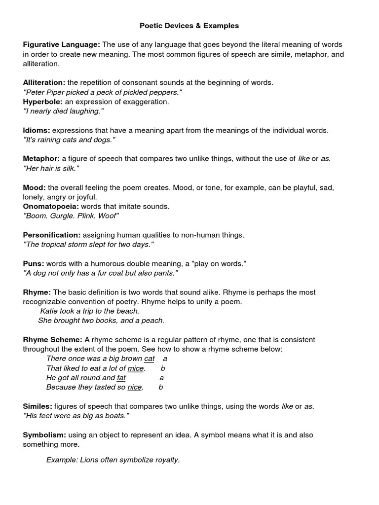 Poetic Devices | PDF | Poetry | General Fiction