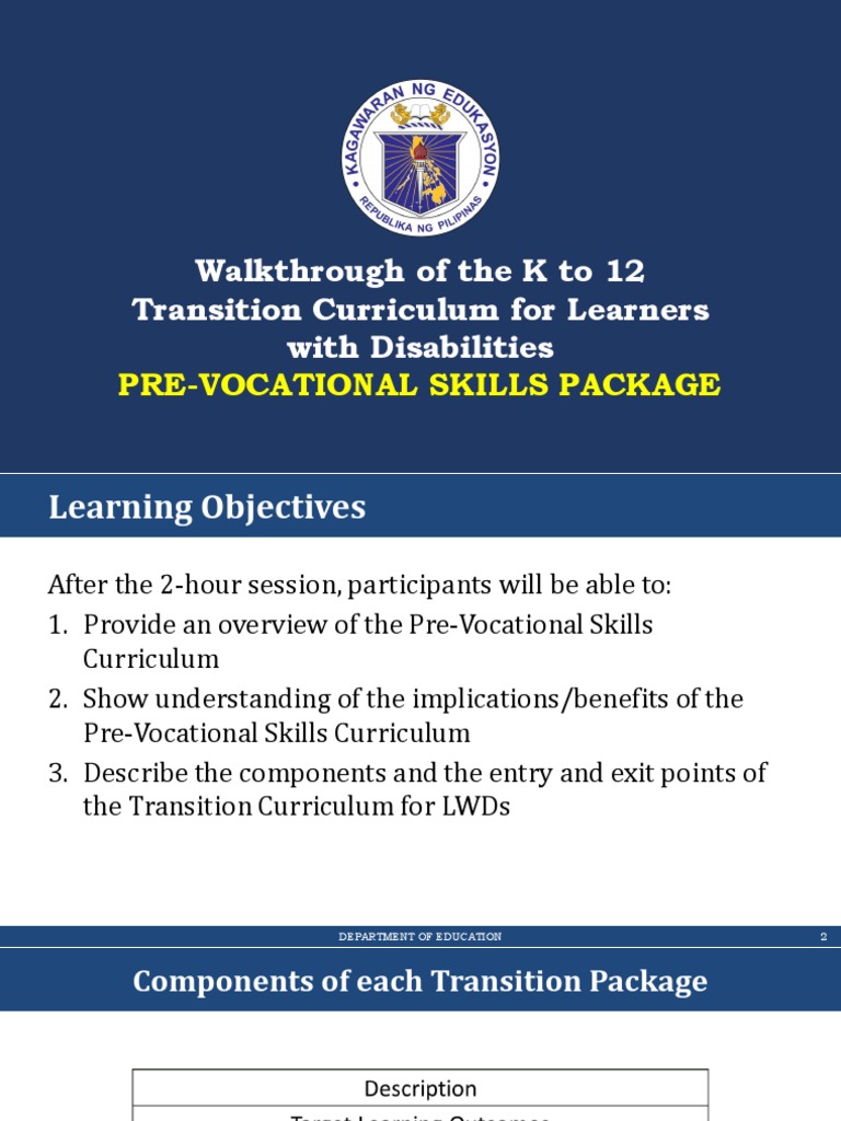 K-12 Transition Curriculum for Learners with Disabilities | PDF ...