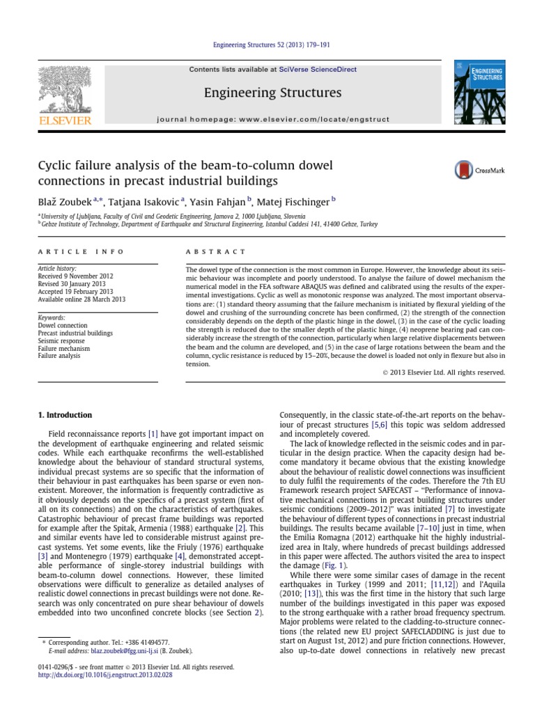 Cyclic Failure in Dowel Connections | PDF | Strength Of Materials ...