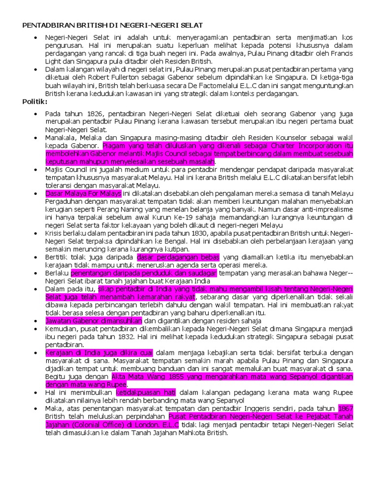 Pentadbiran British Di Negeri | PDF