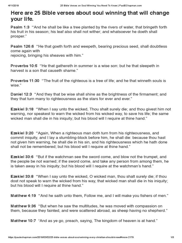 25 Bible Verses On Soul Winning You Need To Know | PDF | Gospel Of ...