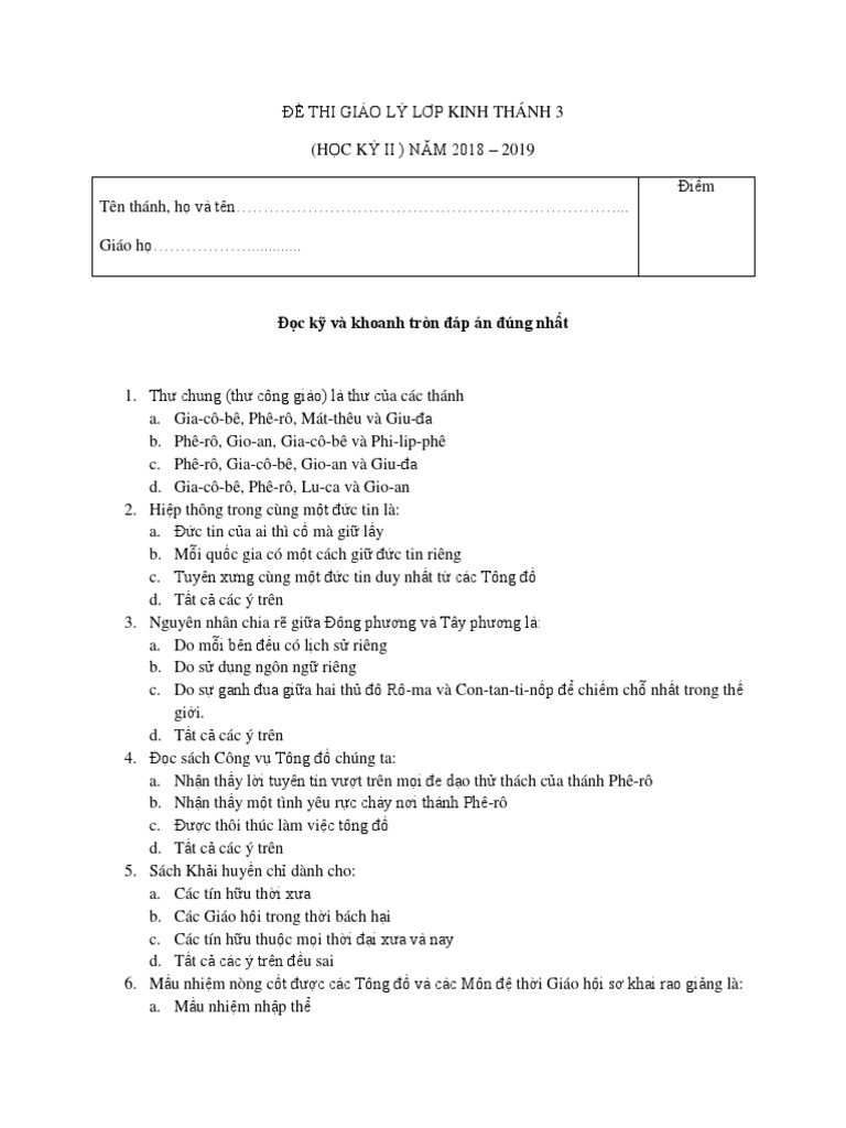 KINH THÁNH 3 (hk2) | PDF