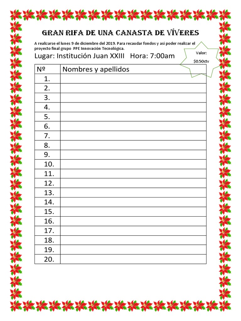Gran Rifa de Una Canasta de Víveres | PDF | Hogar, jardinería y ...