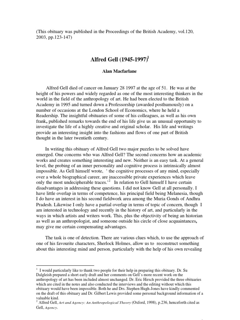 GELL Alfred | PDF | Anthropology | Art History