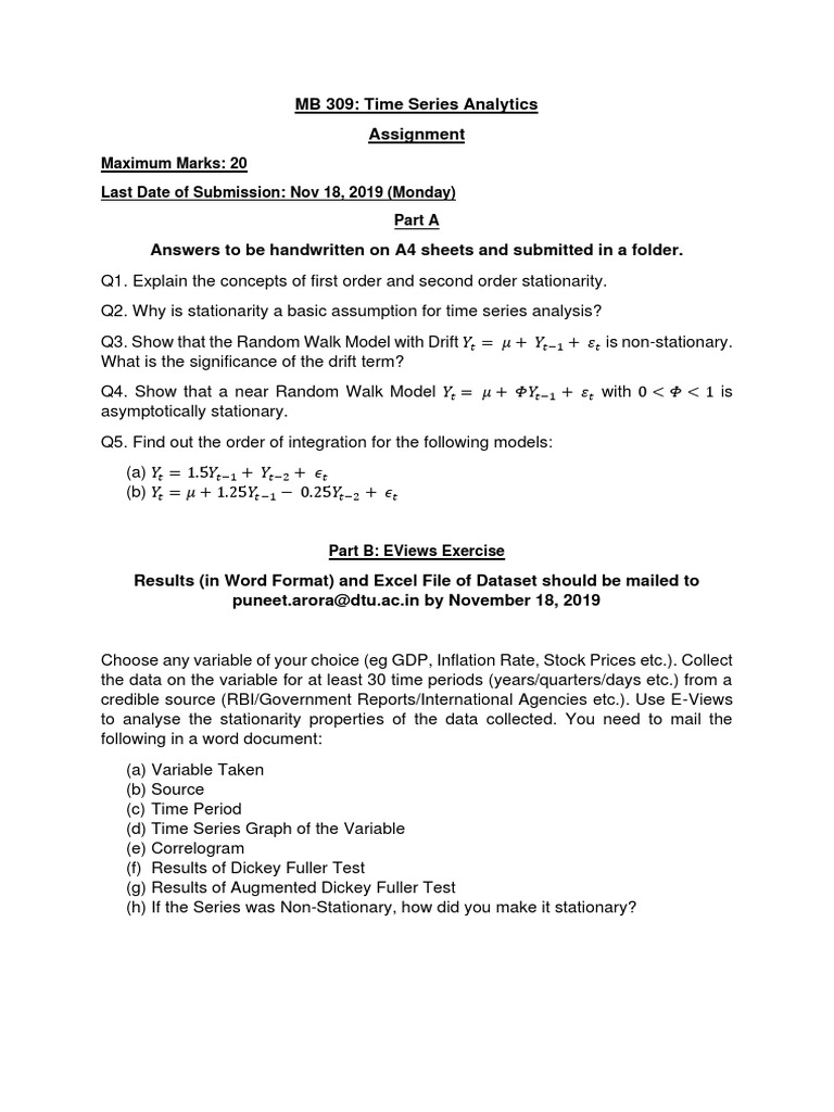 Time Series Analytics Assignment | PDF