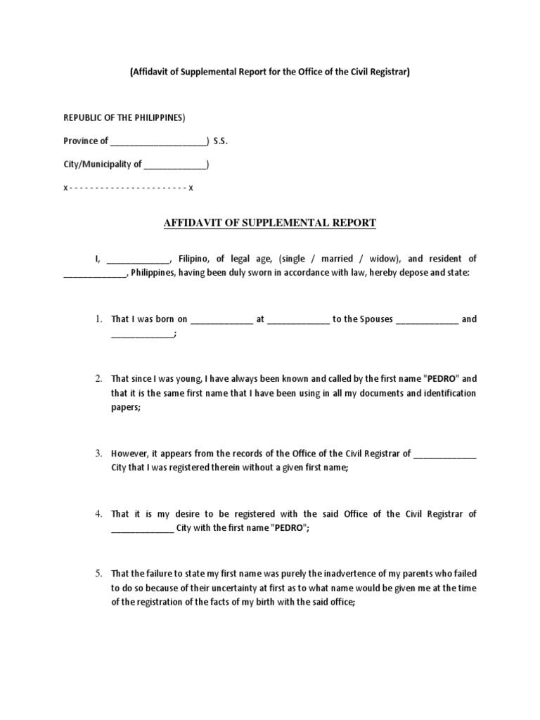 Request to Add a First Name to a Civil Registry Record | PDF