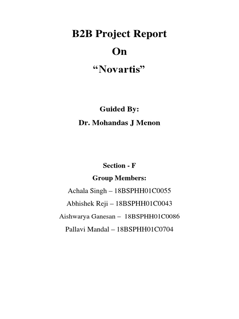 B2B Project Report | PDF | Novartis | Pricing