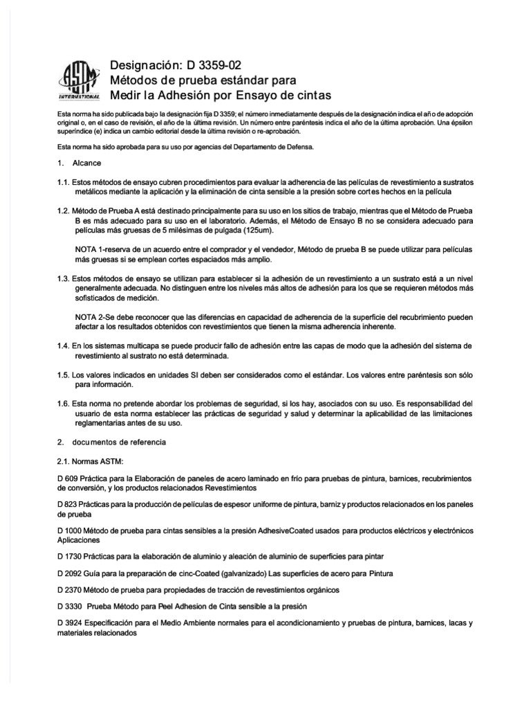 Astm D 3359 | PDF | Revestimiento | Adhesión
