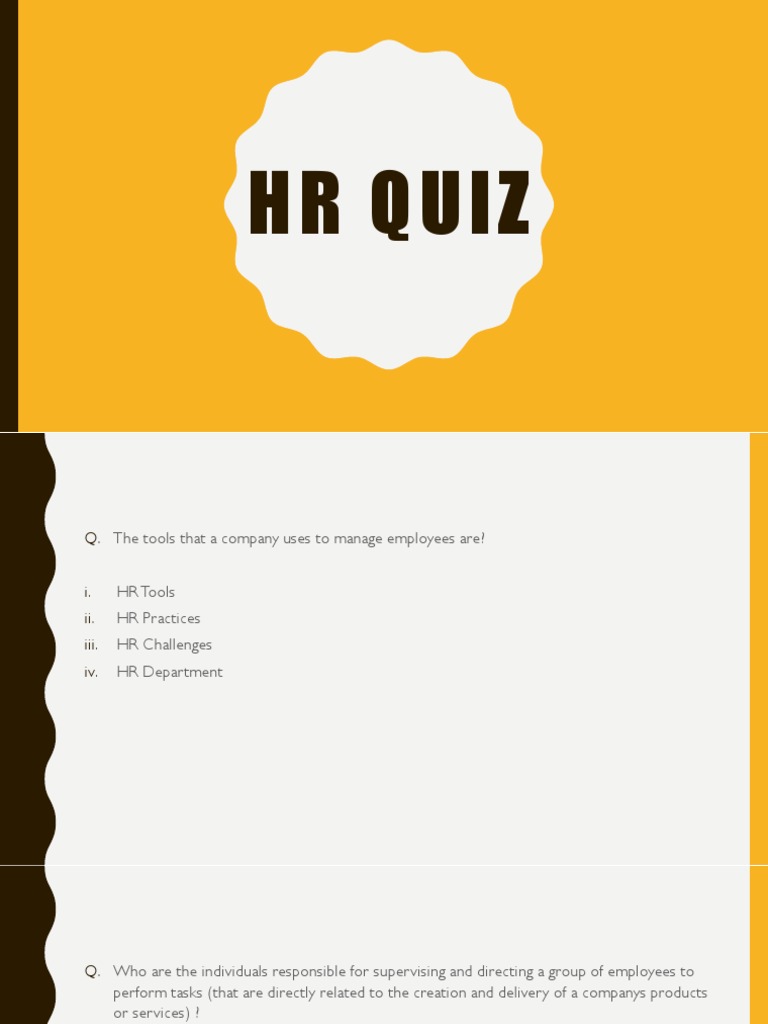 HR Quiz | Download Free PDF | Employment | Human Resource Management
